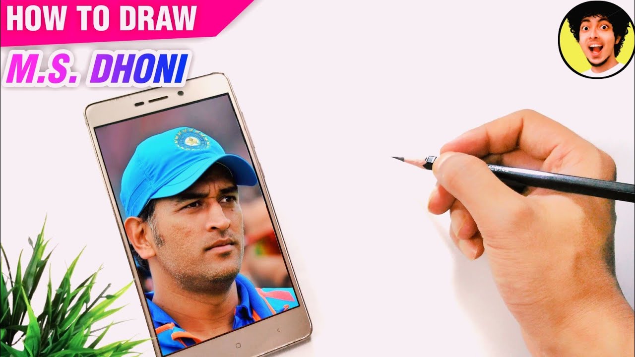 How to draw MS Dhoni sketch || M S Dhoni drawing || dhoni sketch - YouTube