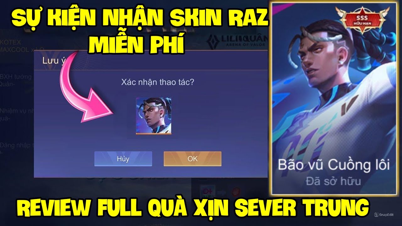 Liên Quân | Bất Ngờ Sự Kiện Nhận FREE Skin Raz Bão Vũ Cuồng Lôi Cực ...