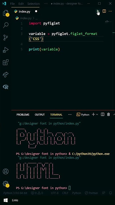 HOW TO PRINT FONT ART USING PYFIGLET | PYFIGLET TUTORIAL | CODE TO INFINITY #shorts - YouTube
