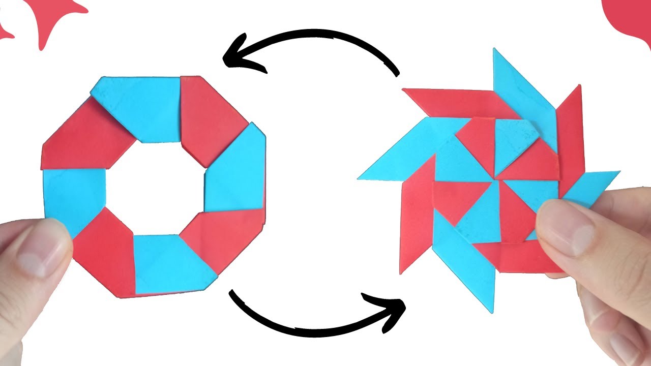 Transforming Origami Octagon to Ninja Star | DIY Octagon to Shuriken ...