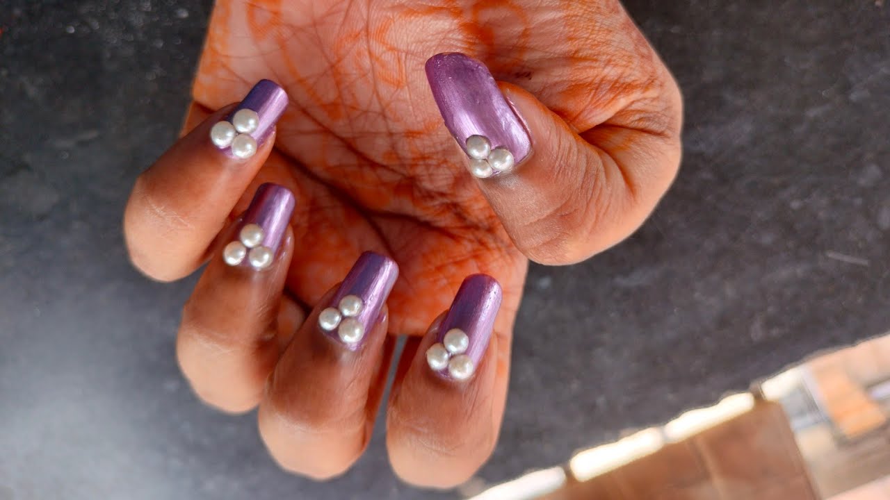 Nail art with beads 💅💅 - YouTube