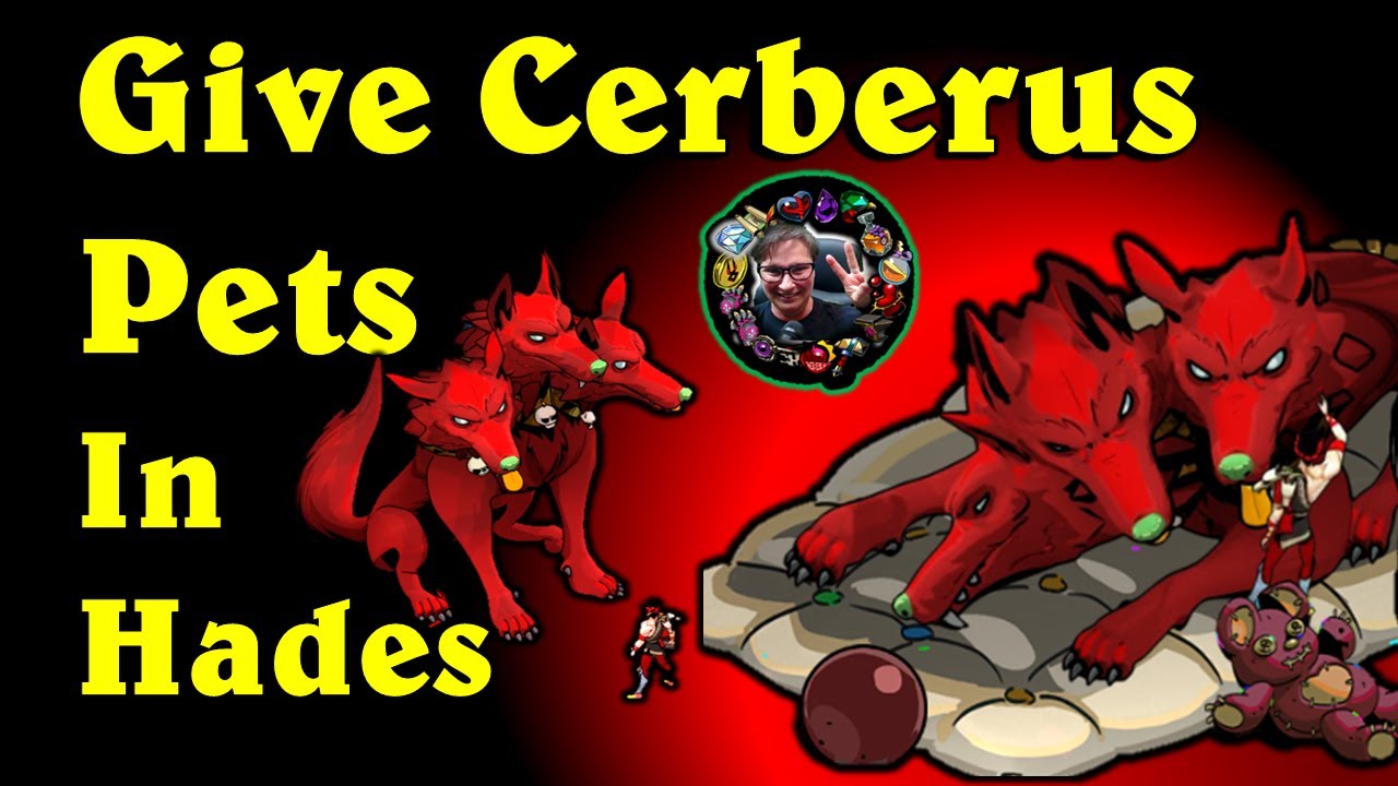 Zagreus gives Cerberus pets in Hades - YouTube