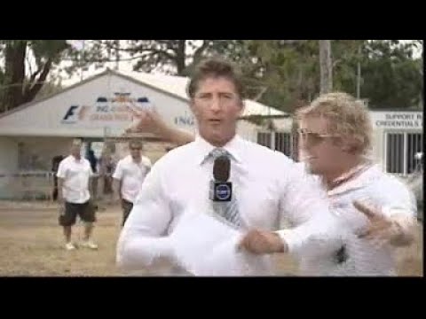 Blooper: Ten News - Cameron Baud pushes away fan during live report ...