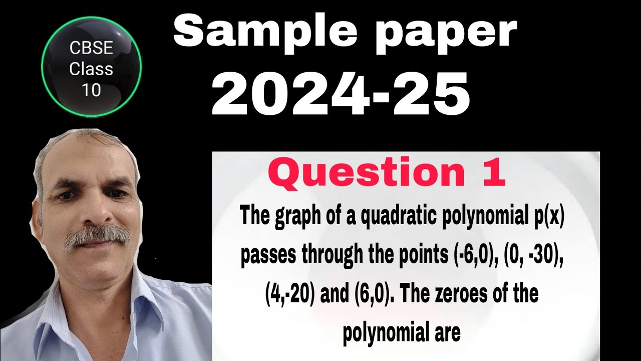 CBSE Class 10 2024-25 SAMPLE PAPER Q1: The graph of a quadratic ...