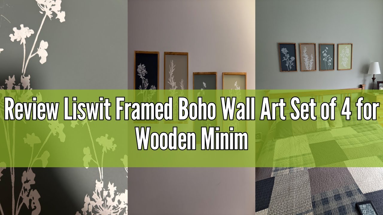 Review Liswit Framed Boho Wall Art Set of 4 for Wooden Minimalist ...