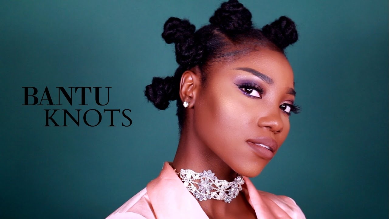 How To - Bantu Knots With Extensions On Natural Hair - YouTube