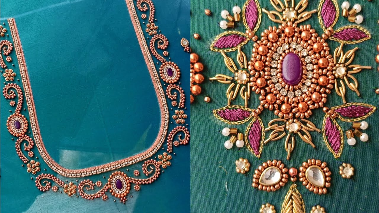 explanation videos 4 aari work blouse design - YouTube