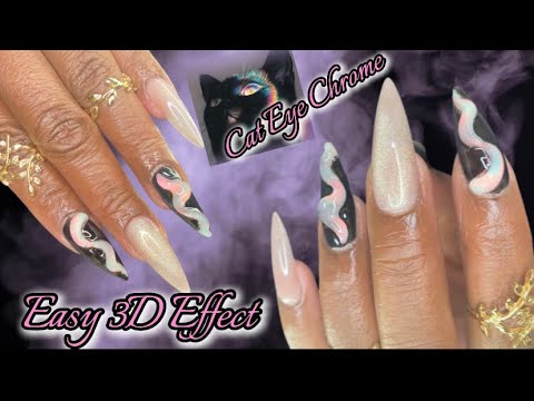 BORN PRETTY Easy 3D Cat Eye Chrome @bornprettyofficial #fyp #nails ...