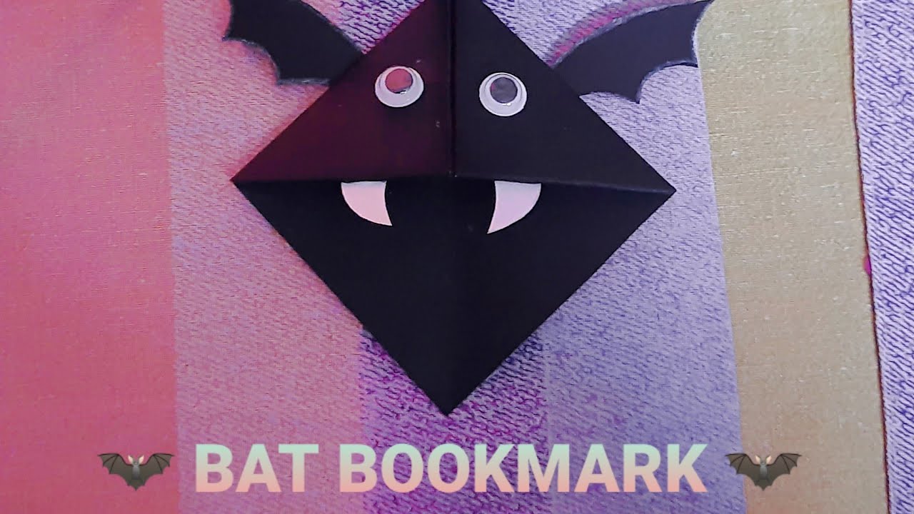 How to make bat bookmark-Halloween bookmark/easy paper craft for kids ...