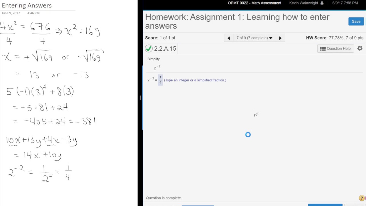 How To Enter Answers In MyMathLab Assignment 1 YouTube