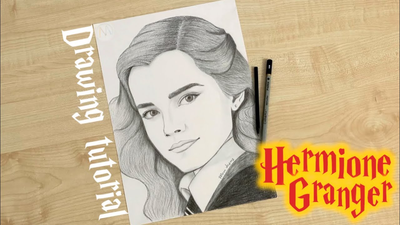 How to draw Hermione Granger step by step slowly / How to draw Harry ...