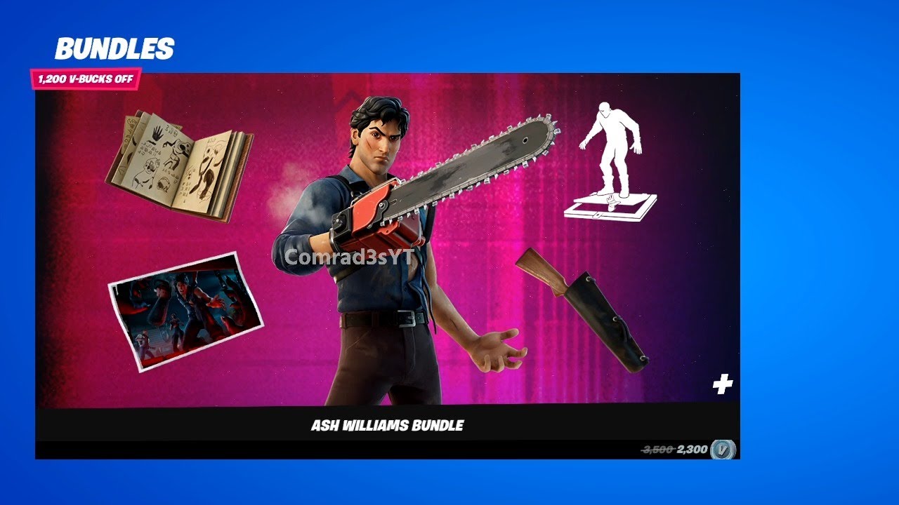 Fortnite Ash Williams Bundle in the Item Shop Preview - YouTube