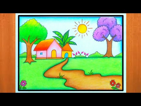 Scenery Drawing /Simple Landscape Scenery Drawing /How to Draw ...