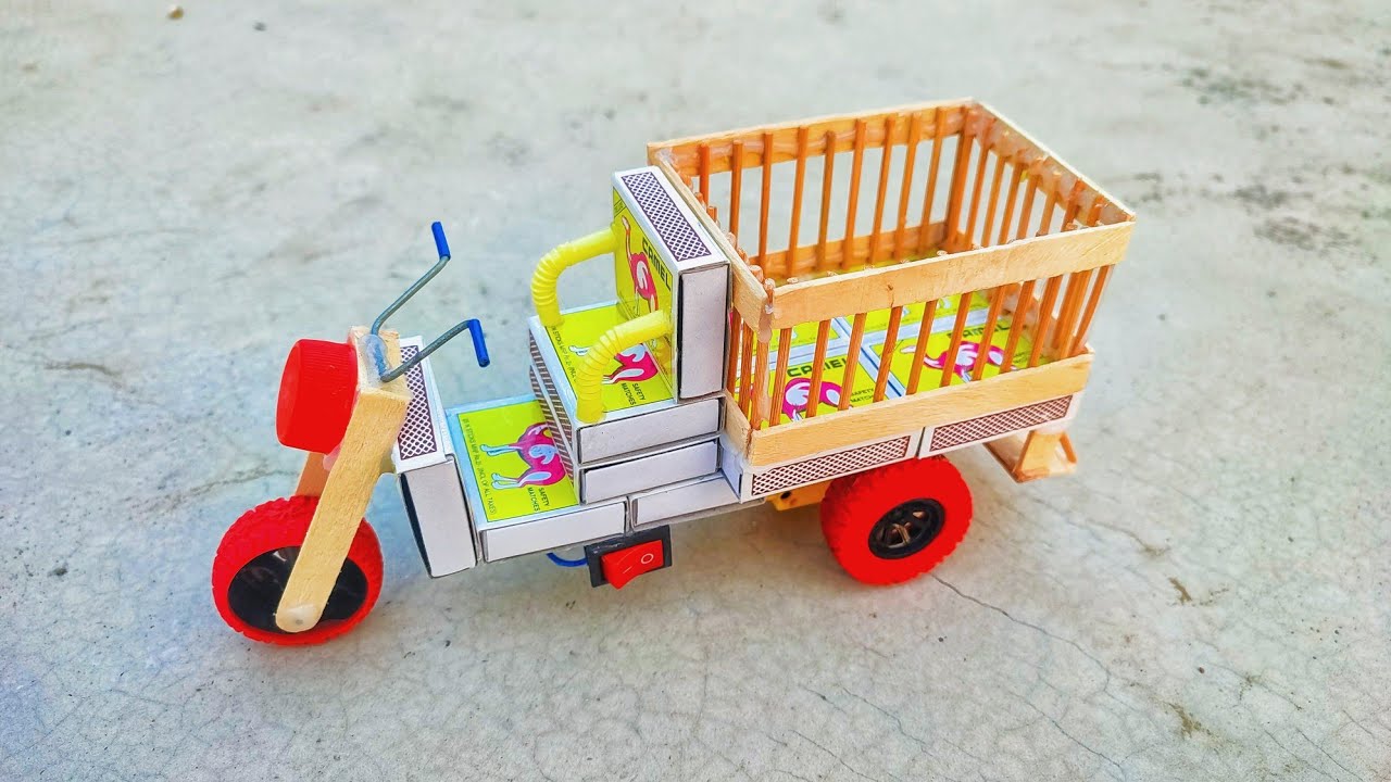 How to make Tuk Tuk Rickshaw at home - DIY Matchbox auto rickshaw - YouTube