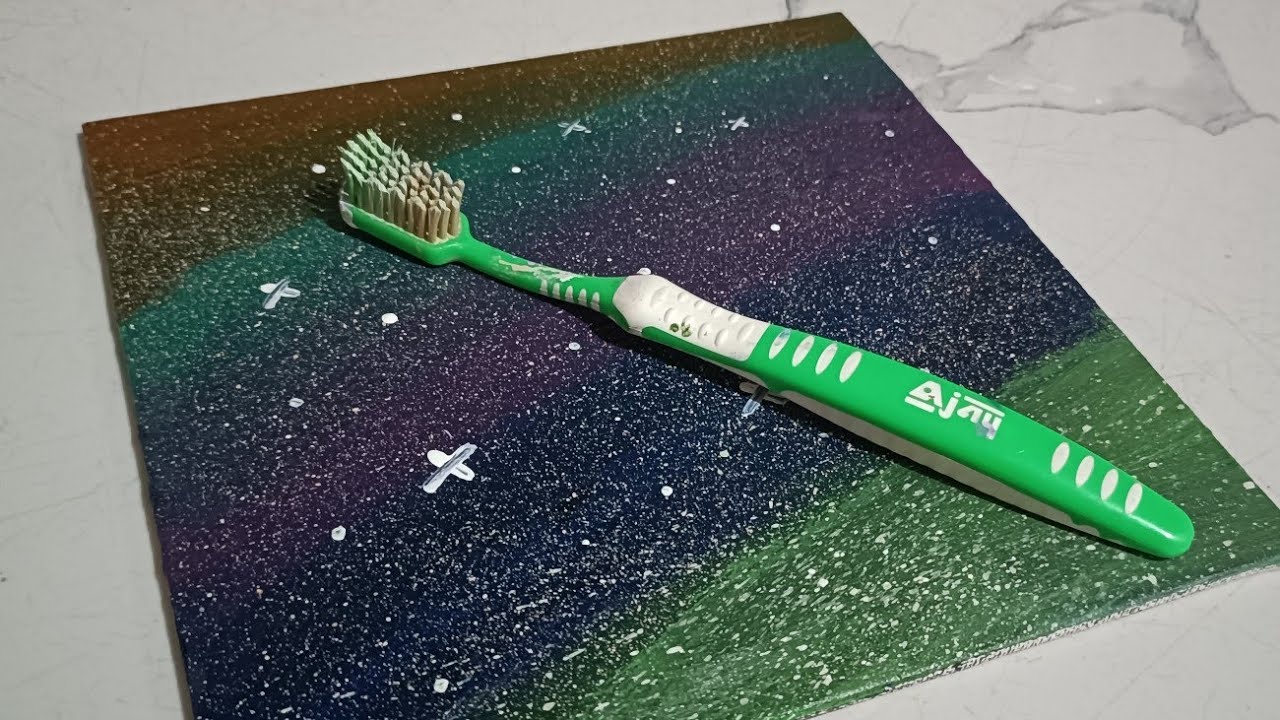 Galaxy painting on black canvas with toothbrush #drawingtutorial # ...