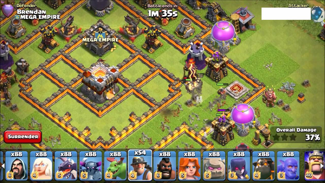 coc attack simulator test troop miner for attack top player - YouTube