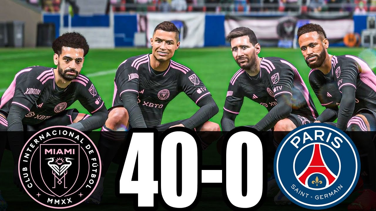 MESSI RONALDO NEYMAR & MBAPPE | ALL STARS | INTER MIAMI 40-0 PSG - YouTube