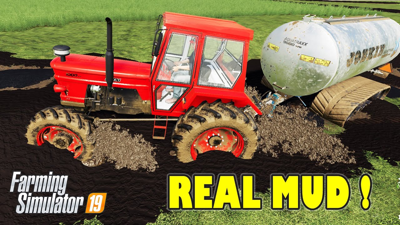 Farming Simulator 19: Real Mud! Muddy dirt road! Tractors Stuck in Mud ...