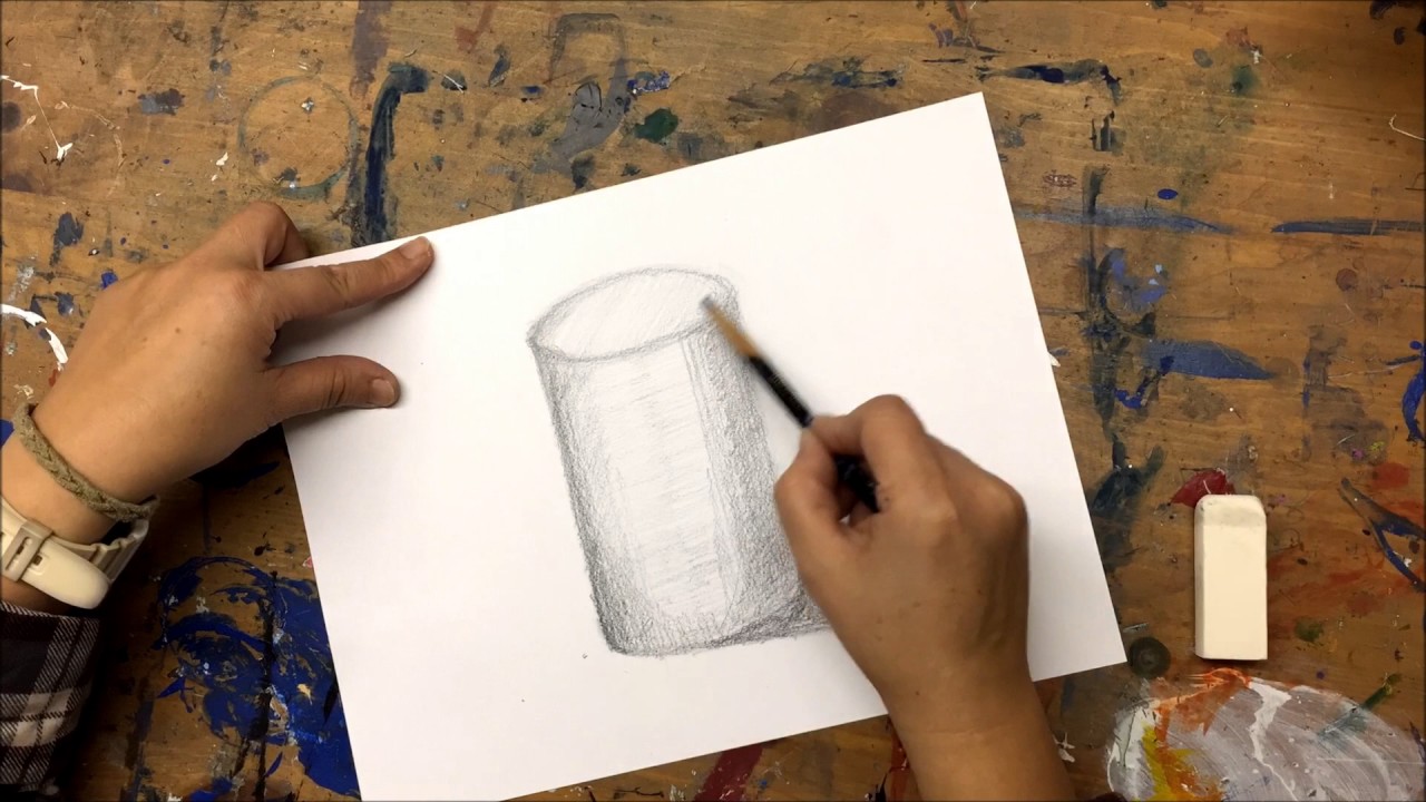 drawing and shading cylinder - YouTube