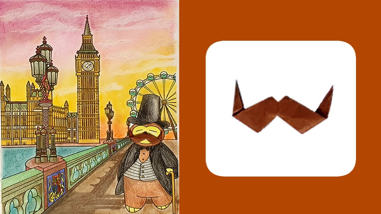 7. Origami Mustache & Coloring London Big ben Bridge - YouTube
