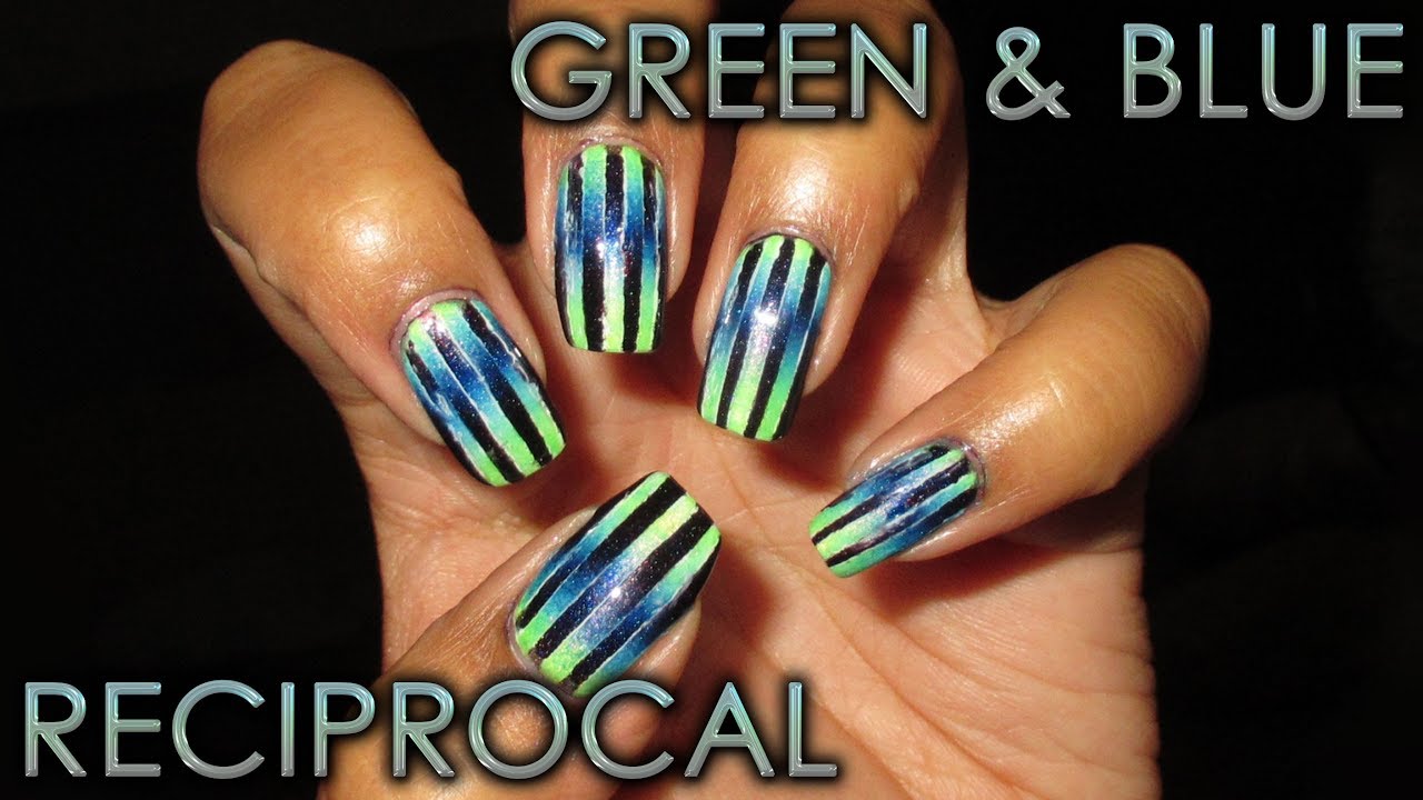 Green & Blue Reciprocal Gradient | DIY Nail Art Tutorial - YouTube