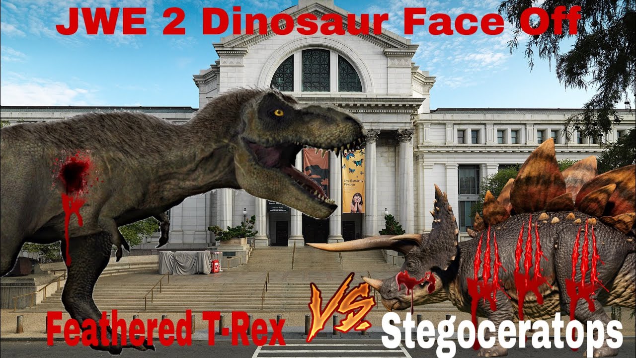 JWE 2 Dinosaur Face Off Feathered T-Rex vs Stegoceratops 2024 - YouTube