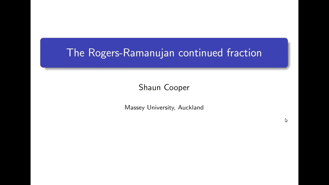 The Rogers–Ramanujan continued fraction - YouTube