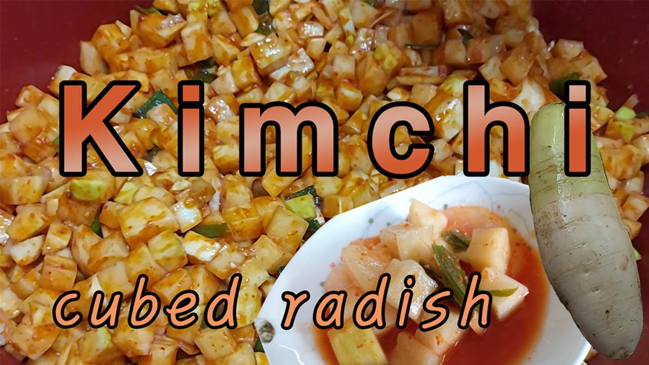 Preparing cubed radish kimchi - YouTube