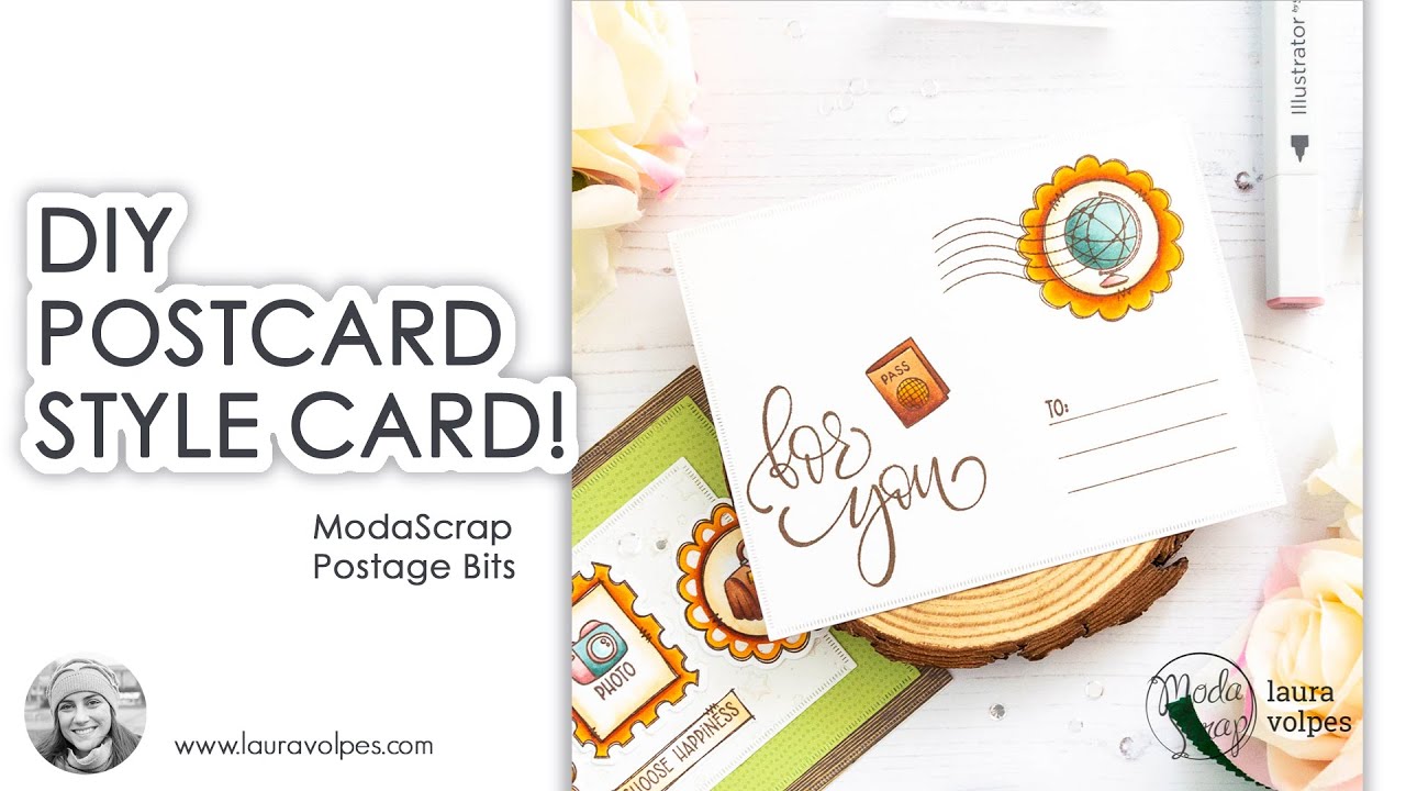 DIY Postcard-Style Greeting Card | ModaScrap Postage Bits - YouTube