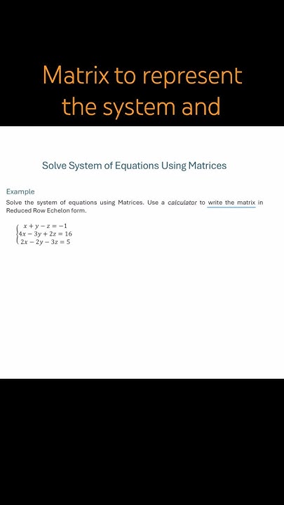 Solve System with Matrices - rref in calculator - YouTube