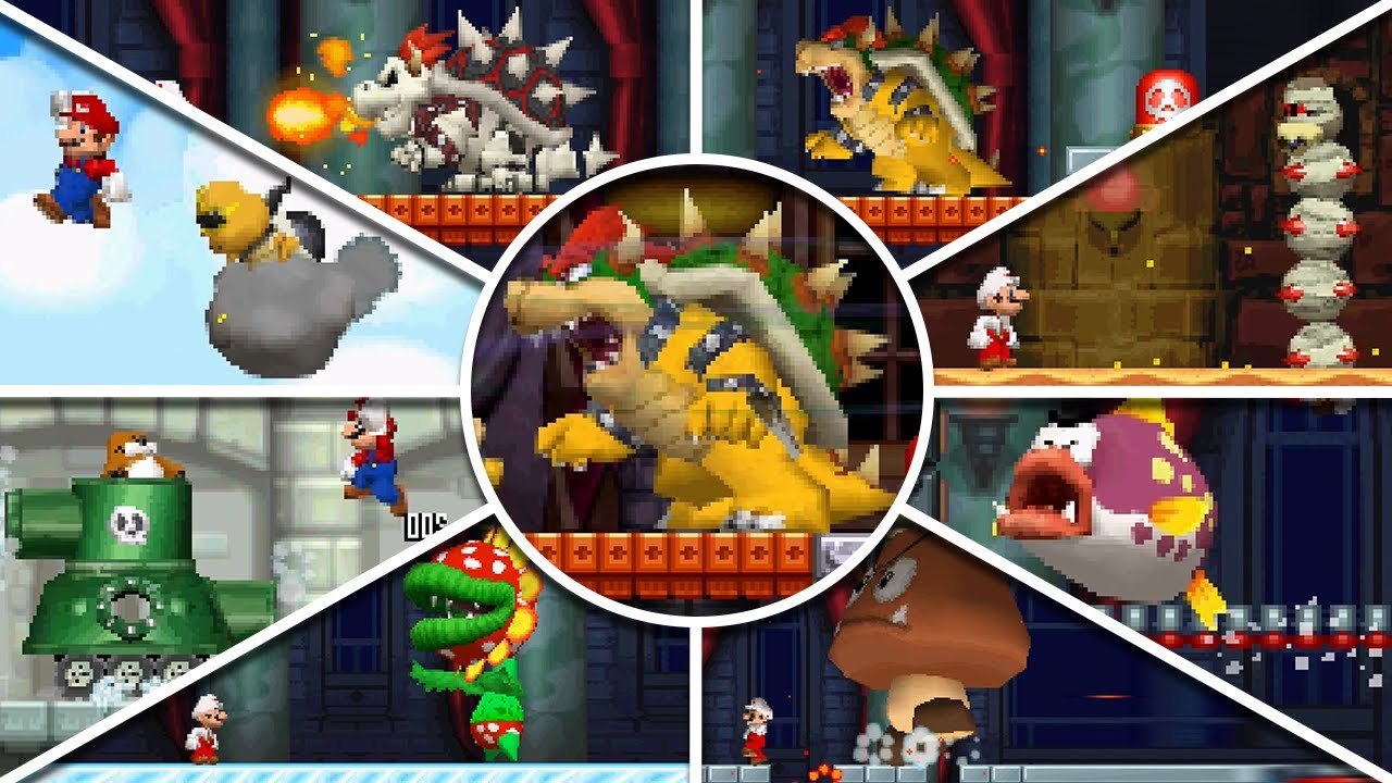 New Super Mario Bros. DS - All Bosses (4K) - YouTube