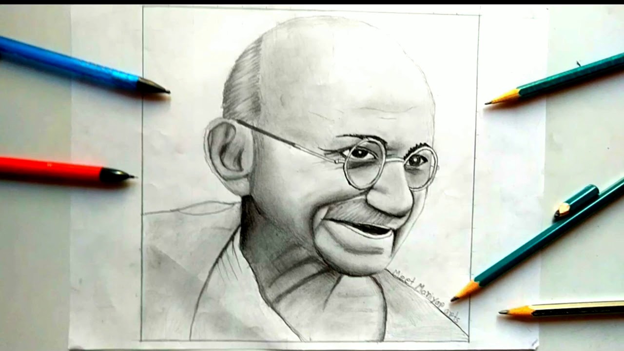 Gandhi ji drawing - YouTube