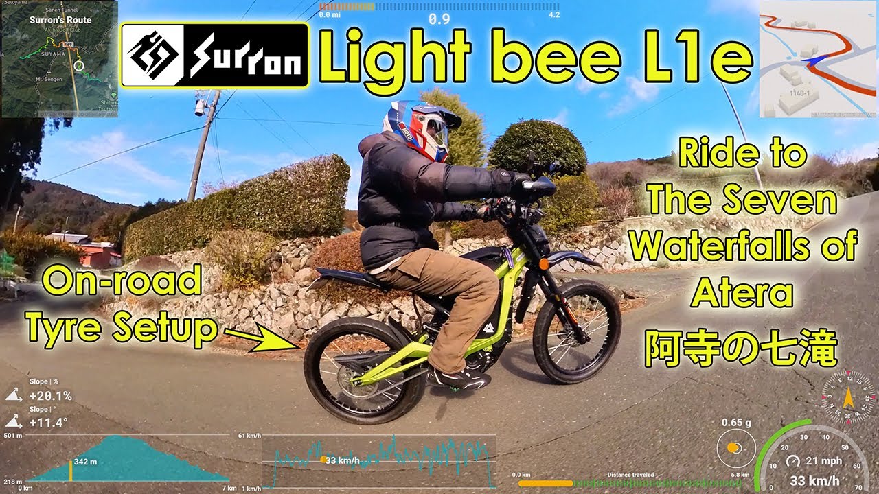 Surron on road setup - Ride to The Seven Waterfalls of Atera - YouTube