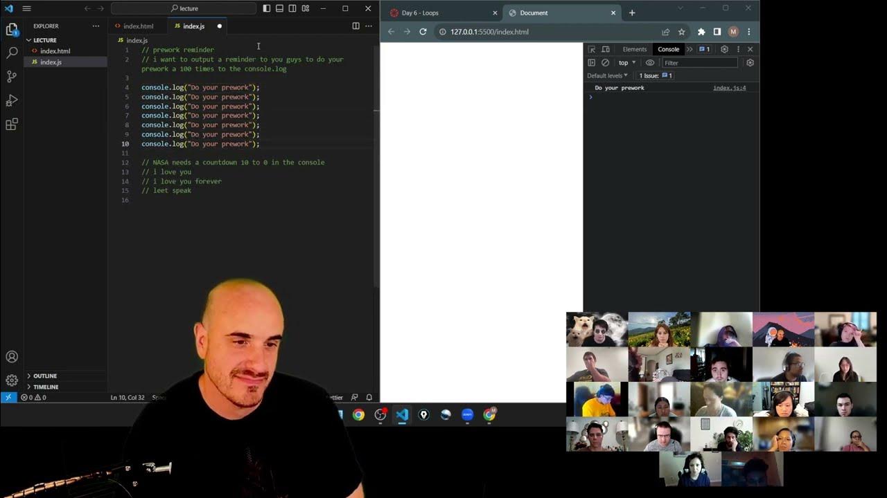 Lecture On For Loops While Loops In Javascript At Hackmyhead Coding Bootcamp Youtube