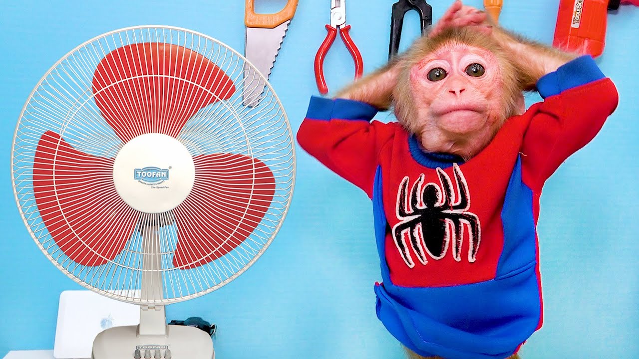 Smart baby monkey repair fan for dad - YouTube
