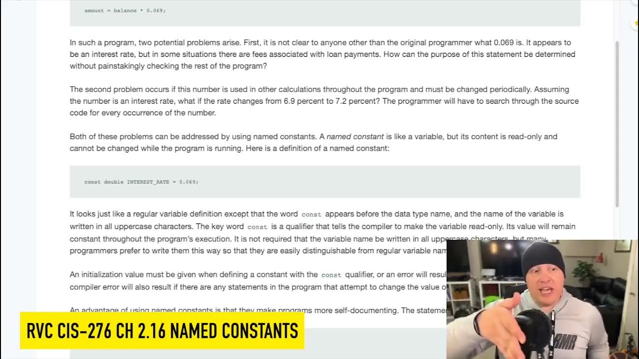 CIS 276 Ch 2 16 Named Constants - YouTube