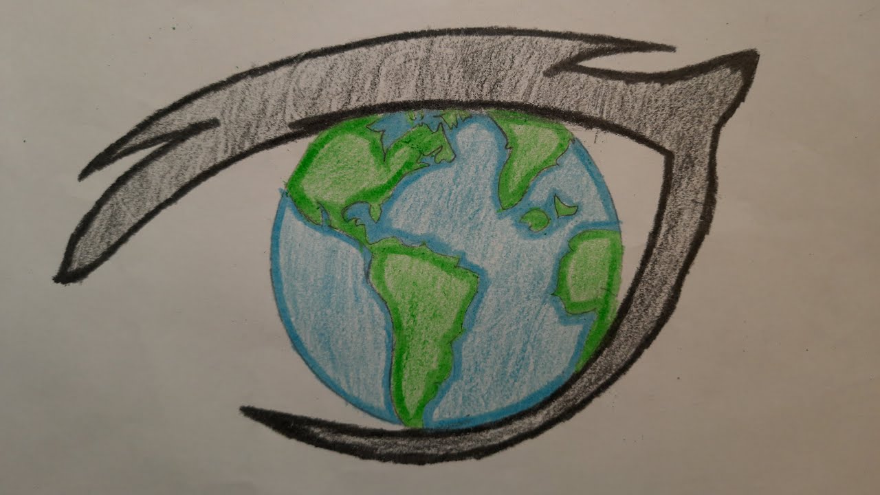 World in my eye drawing | crayon competition drawing - YouTube
