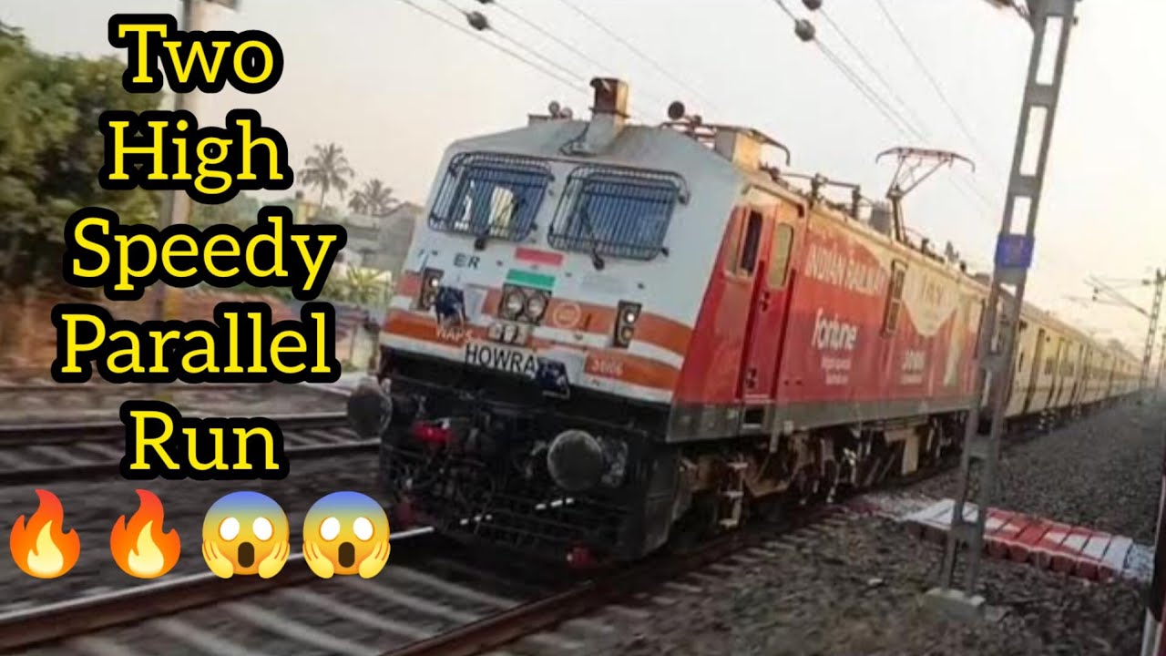 Two High Speedy Train Parallel Running On The Rail track😱😱🔥🔥 - YouTube