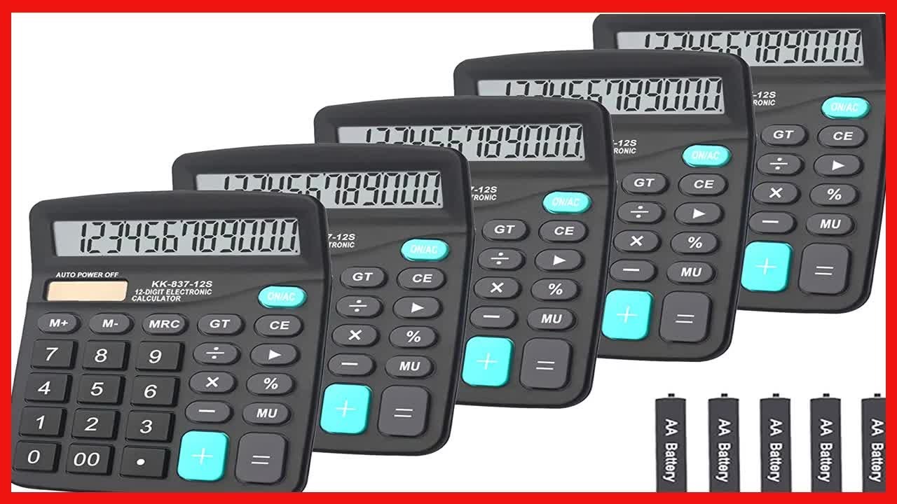 Calculators, BESTWYA 12-Digit Dual Power Handheld Desktop Calculator ...