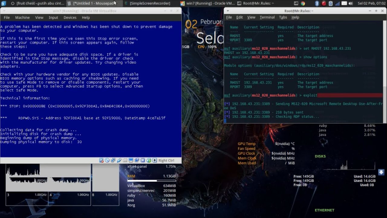 Blue Screen Windows Menggunakan Metasploit (BSOD Attack) - YouTube