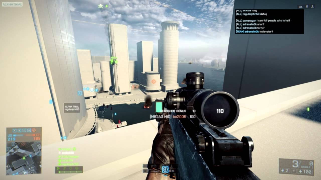 Battlefield 4 (Alpha version footage) M82 50.Cal Sniper rifle Montage ...