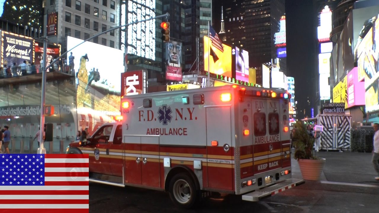 [NEW YORK CITY] FDNY ambulance responding to medical emergency at Times ...