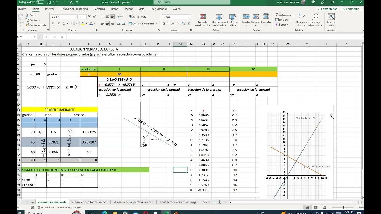 Ecuación normal de la recta en Excel. - YouTube