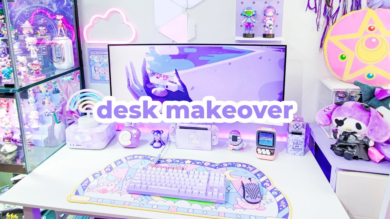 Aesthetic Desk Makeover!! Apple mac studio skins | Purple Cute apple ...
