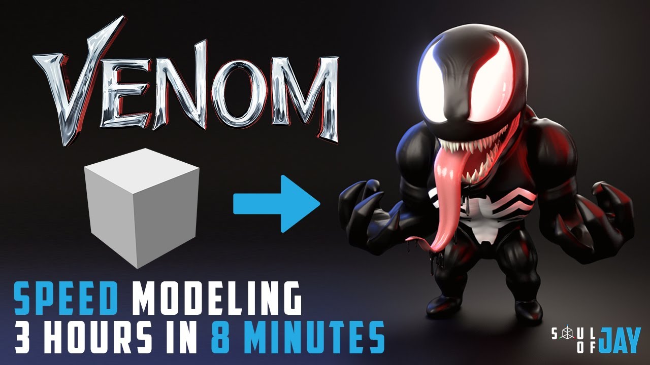 VENOM 3D Modeling Time laps - 3 hour in 8 minutes - YouTube