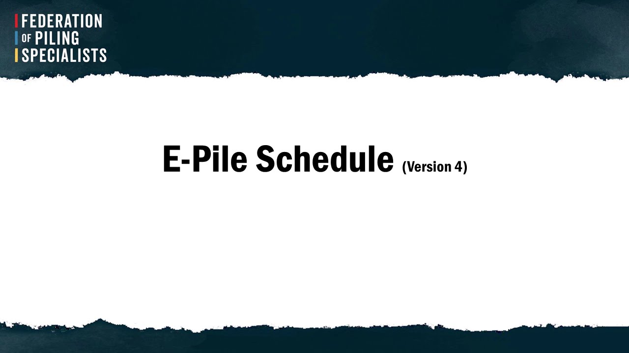 The e-pile schedule: an overview - YouTube
