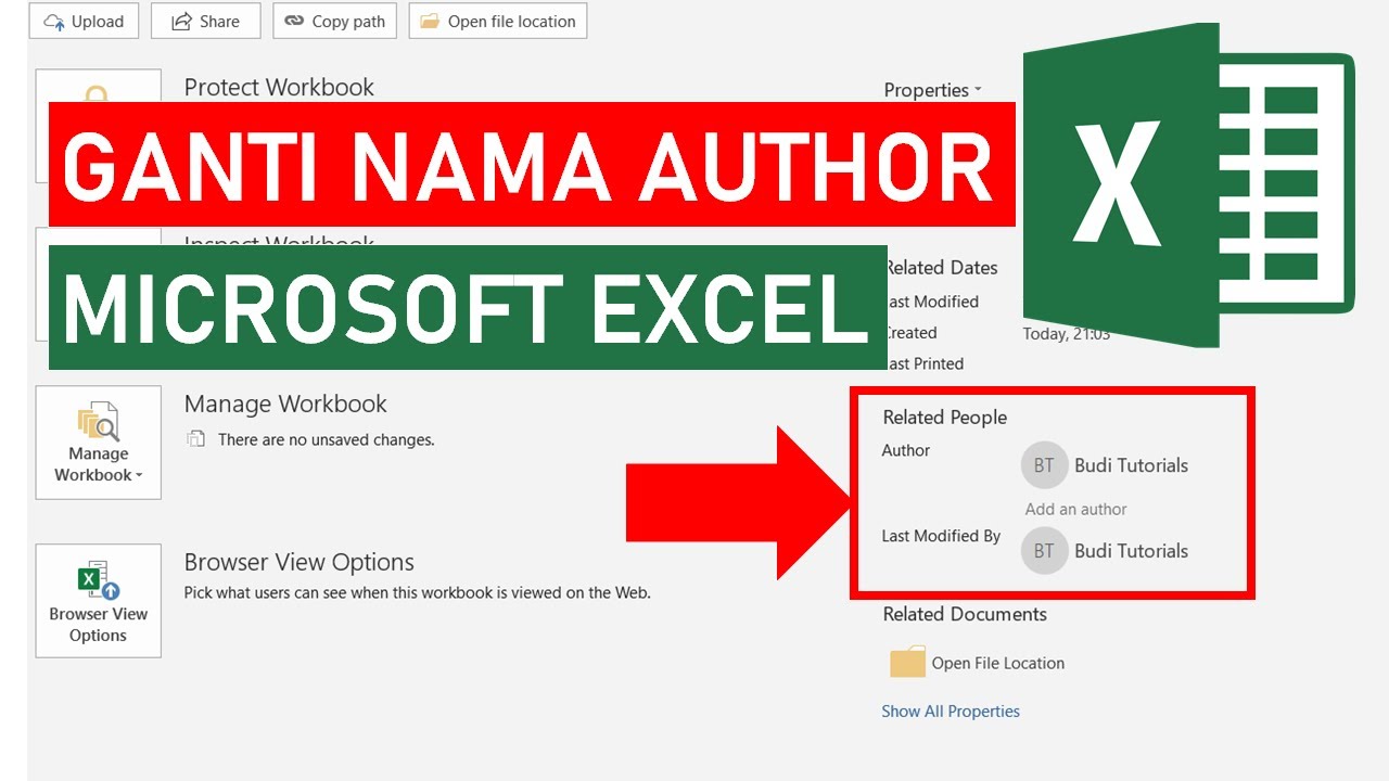 Cara Mengganti Nama Pengarang (Author) di Microsoft Excel || Tutorial ...