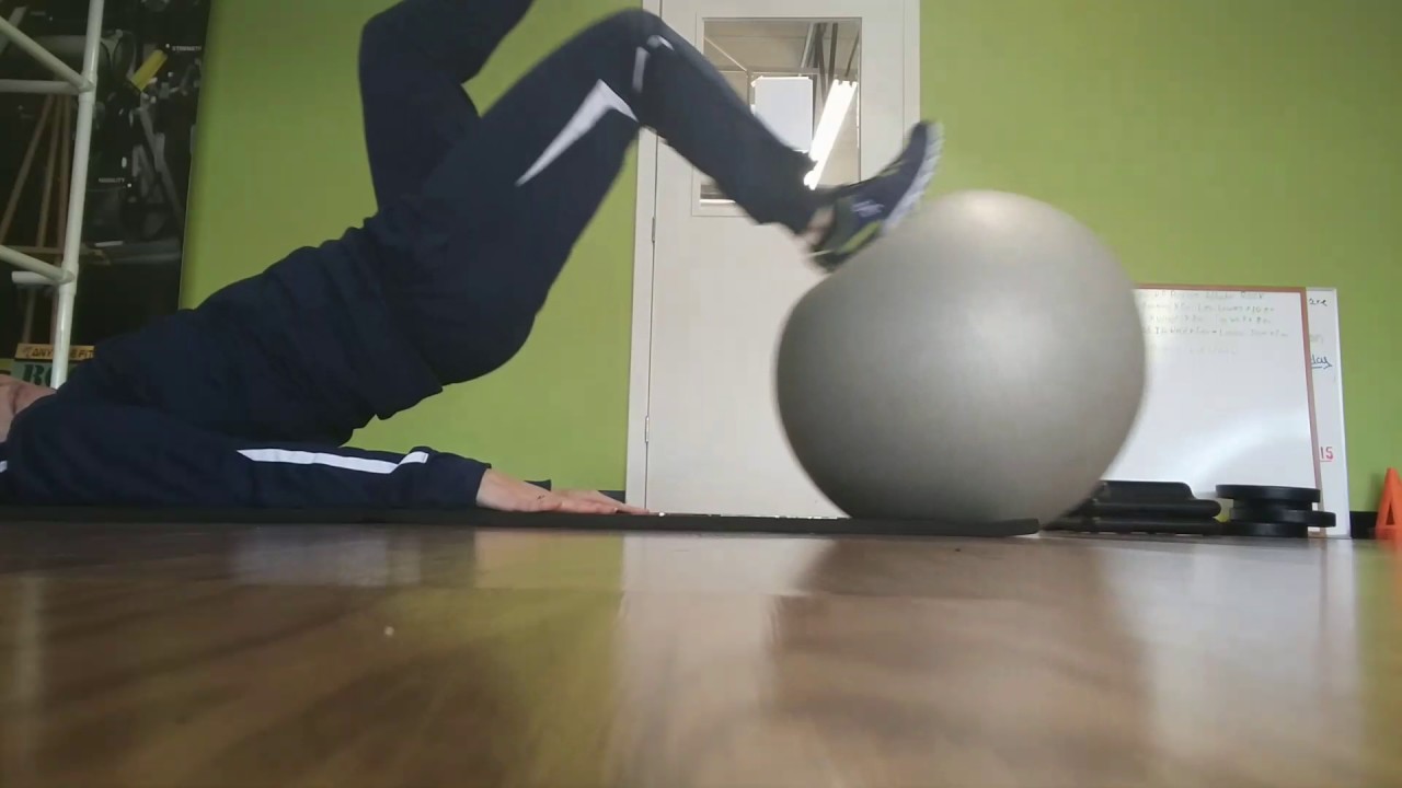 Hamstring Curls on Balance Ball - YouTube