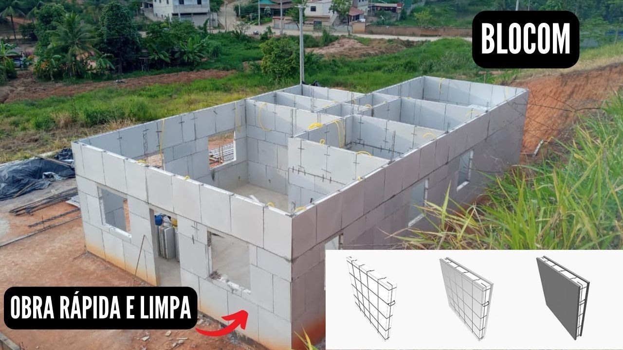 Tour pela obra - Construção de Casa com Blocom / Blocok (paredes ...