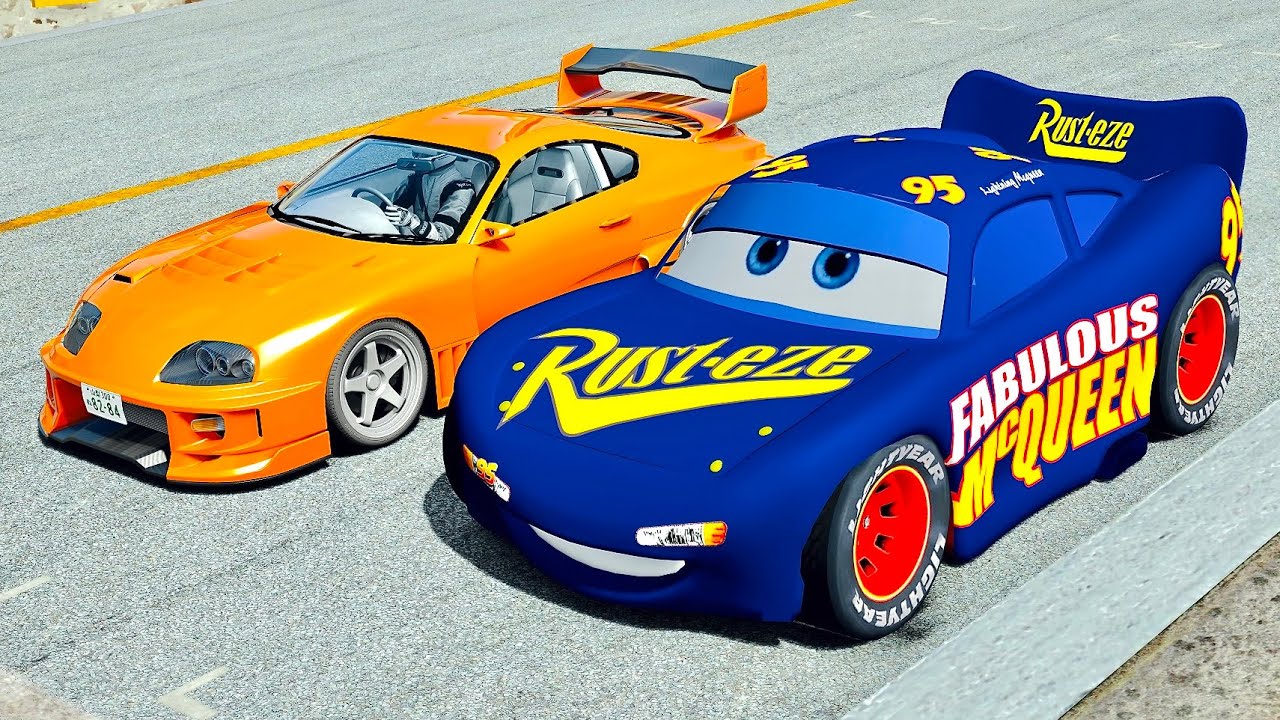 Fabulous Lightning McQueen vs Toyota Supra Monster - Drag Race 10 KM ...